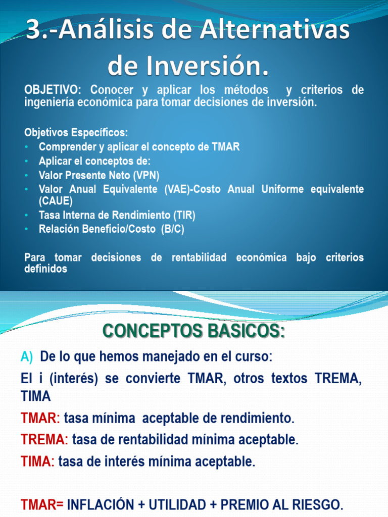 Evaluacion de Alternativas de Inversion | PDF | Tasa interna de retorno | Inversiones