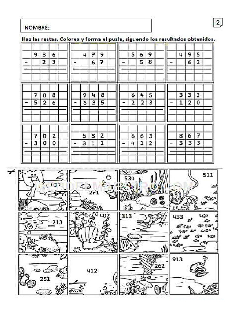 ARTE -ROMPECABEZAS CON SUMAS Y RESTAS | PDF