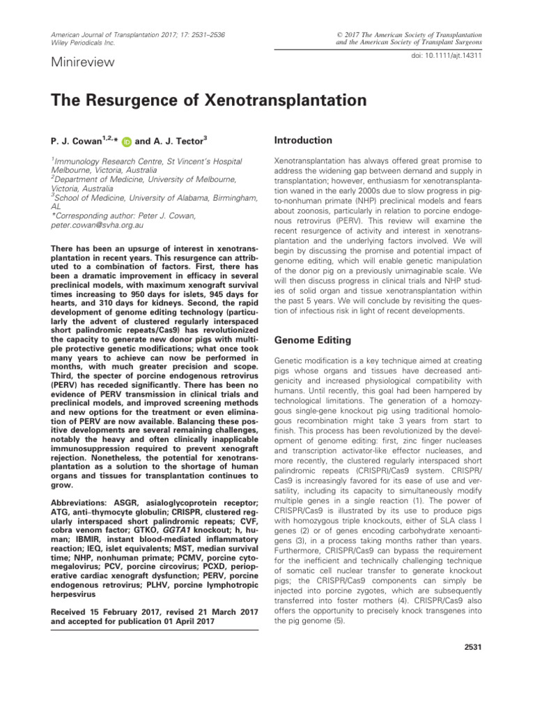 The Resurgence of Xenotransplantation | PDF | Organ Transplantation | Health Sciences