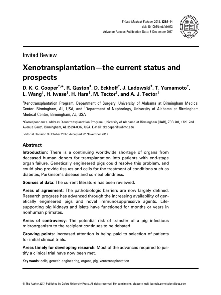 Xenotransplantation - The Current Status and Prospects | Download Free ...