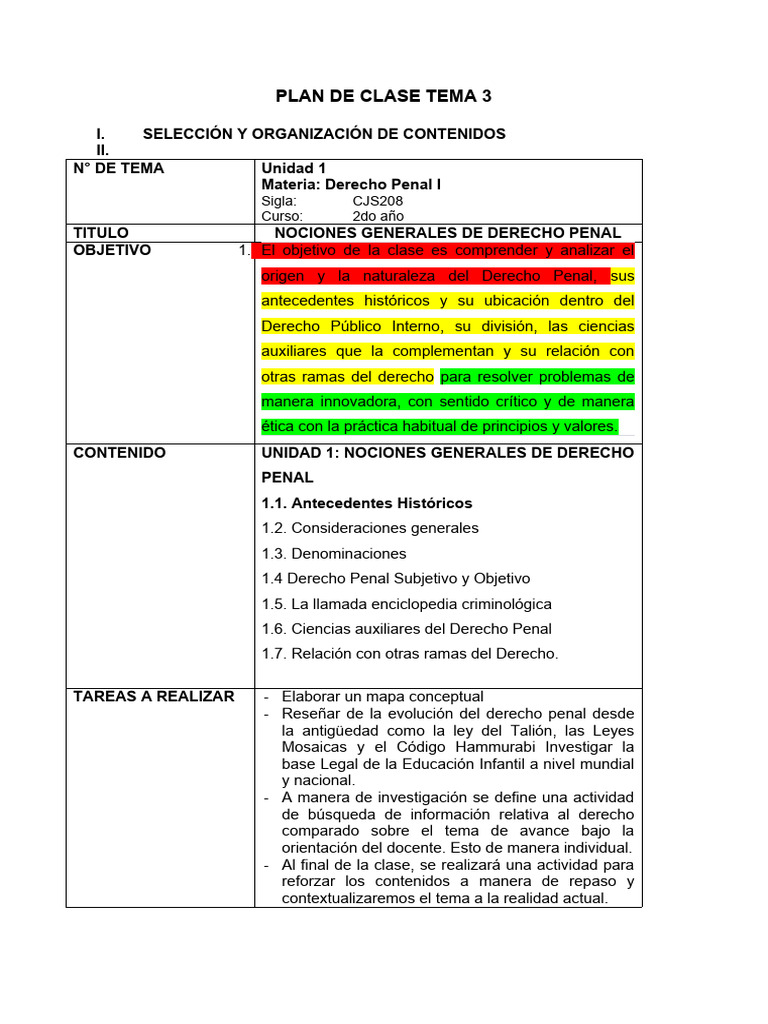 PLAN_DE_CLASE[1] | PDF | Derecho penal | Educación de la primera infancia