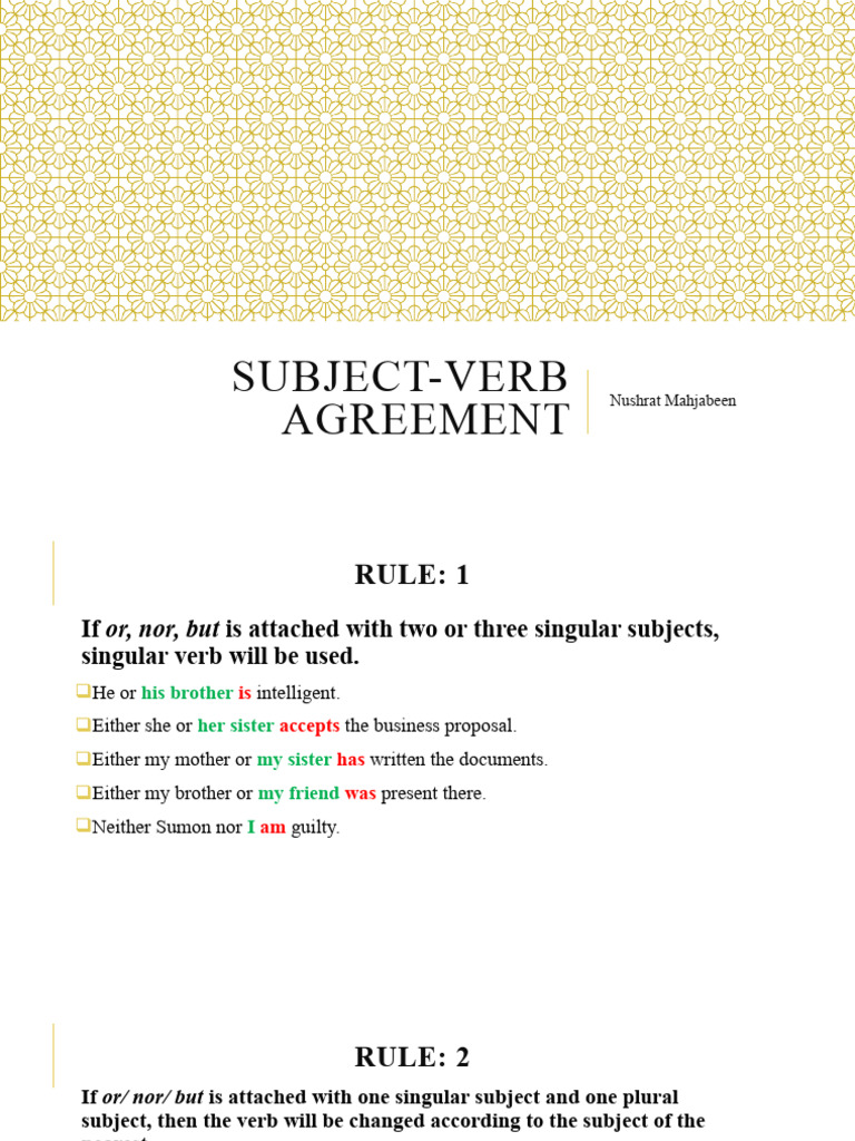 Subject Verb Agreement | PDF | Plural | Pronoun