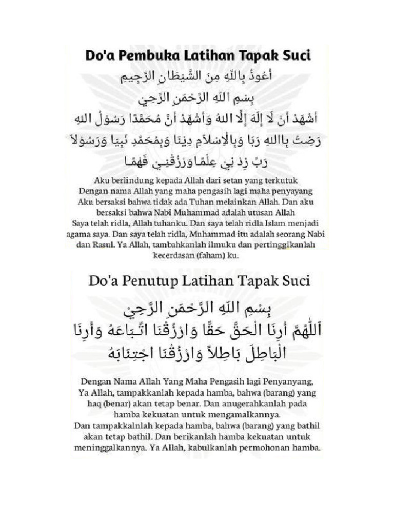 Doa Pembuka Dan Penutup Tapak Suci | PDF