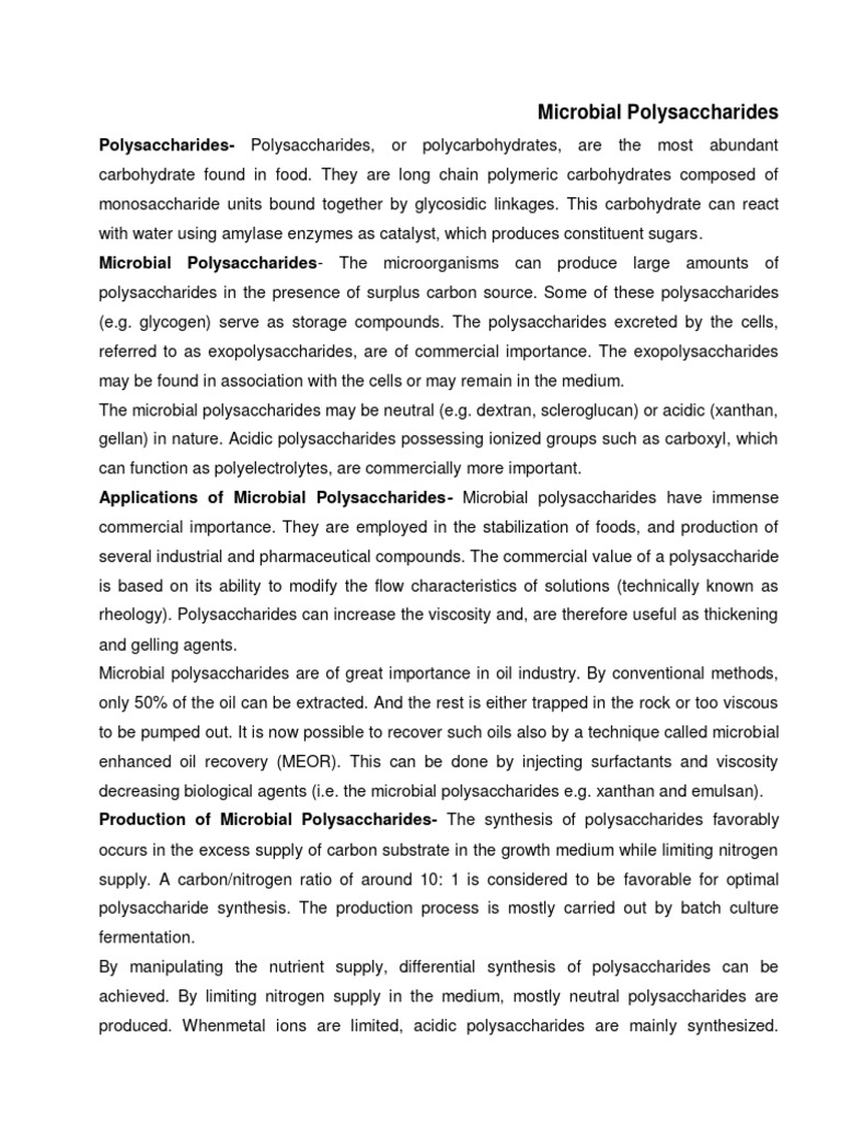 Microbial Polysaccharides | PDF | Polysaccharide | Glucose