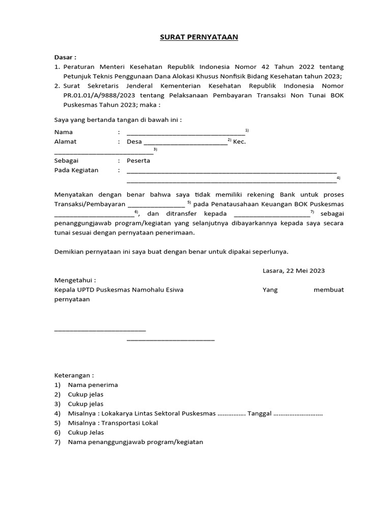 SURAT PERNYATAAN PMT | PDF