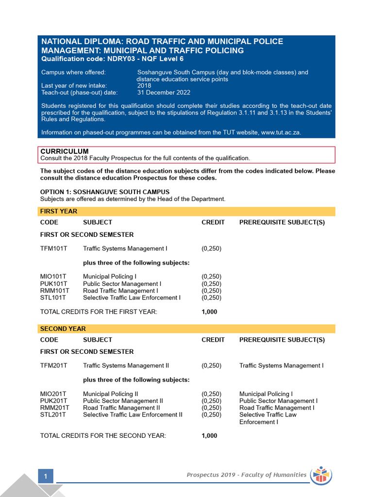 NDip Road Traffic Municipal Policing PhasingOut 2019 | PDF | Crimes ...