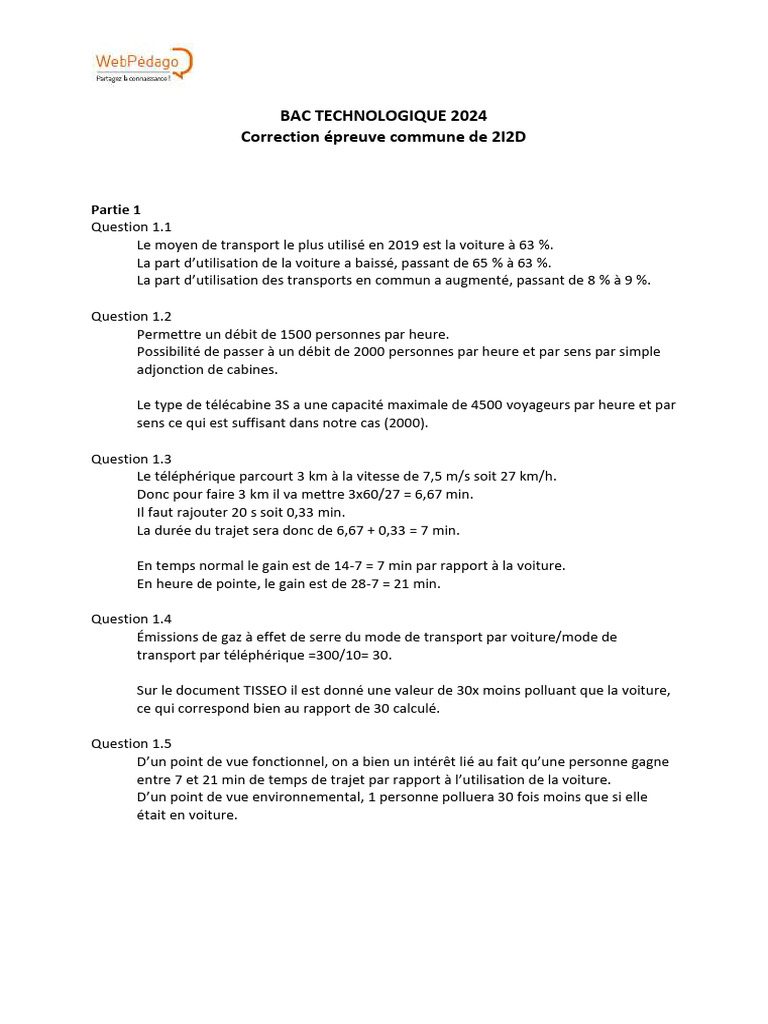 Correction Bac STI2D 2i2d Jour2 | PDF | Transport | Services publics
