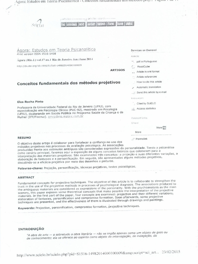 Conceitos Fundamentais Dos Métodos Projetivos | PDF