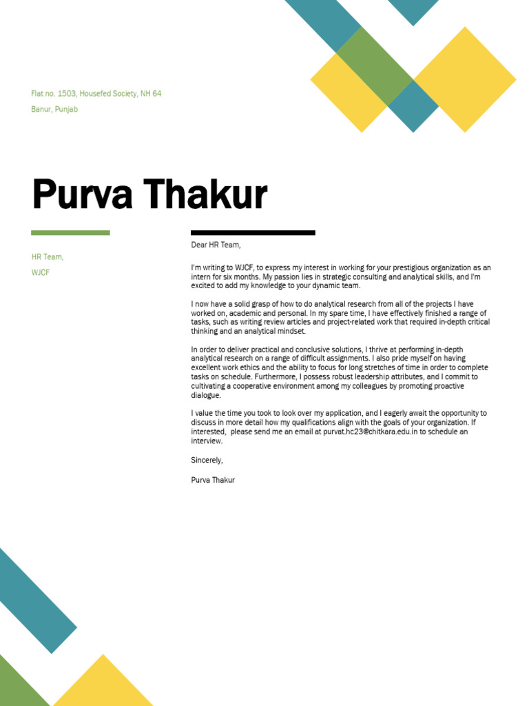 Internship Application to WJCF | PDF