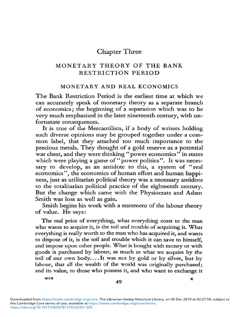 Monetary Theory of The Bank Restriction Period MORGAN | PDF | Economics ...