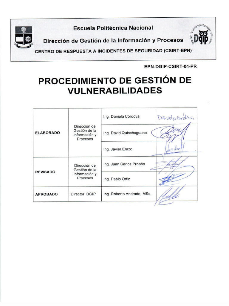 Epn Dgip Csirt 04 PR Gestionvulnerabilidades | PDF