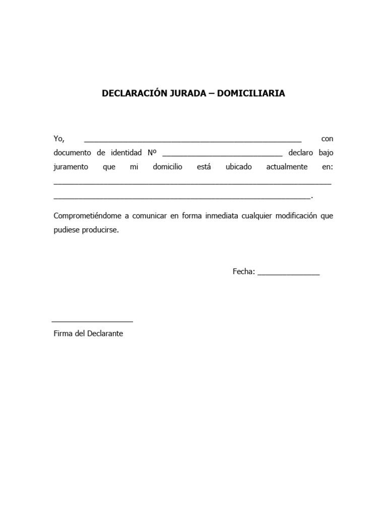5.2. Declaración Jurada de Domiciliaria | PDF