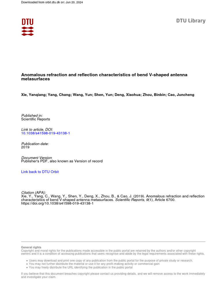 Anomalous Refraction and Reflection Characteristics of Bend V-Shaped ...