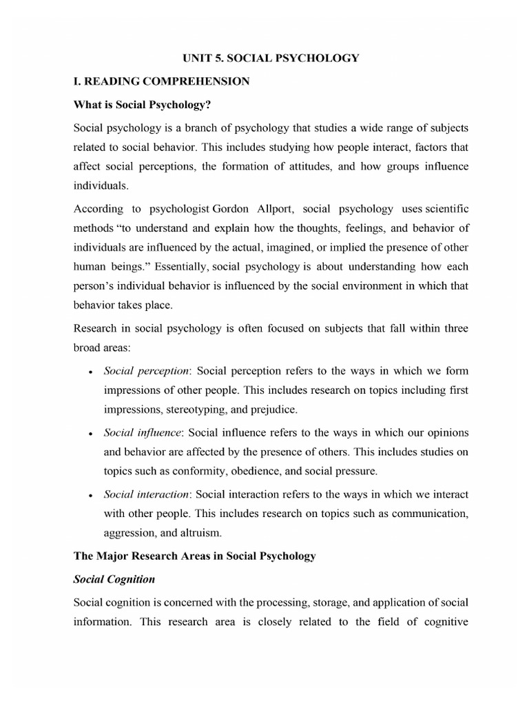 Unit 5. Social Psychology | PDF
