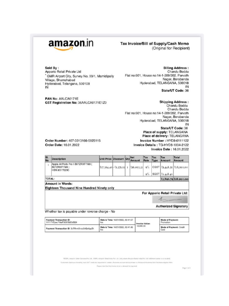 AirpodsPro Invoice | PDF
