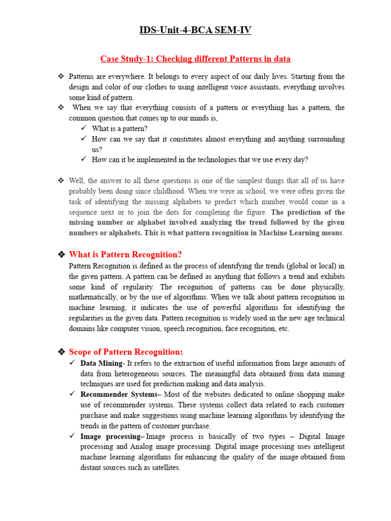 Ids Unit 4 Case Study 1 Checking Patterns in Data | PDF | Pattern Recognition | Mean Squared Error