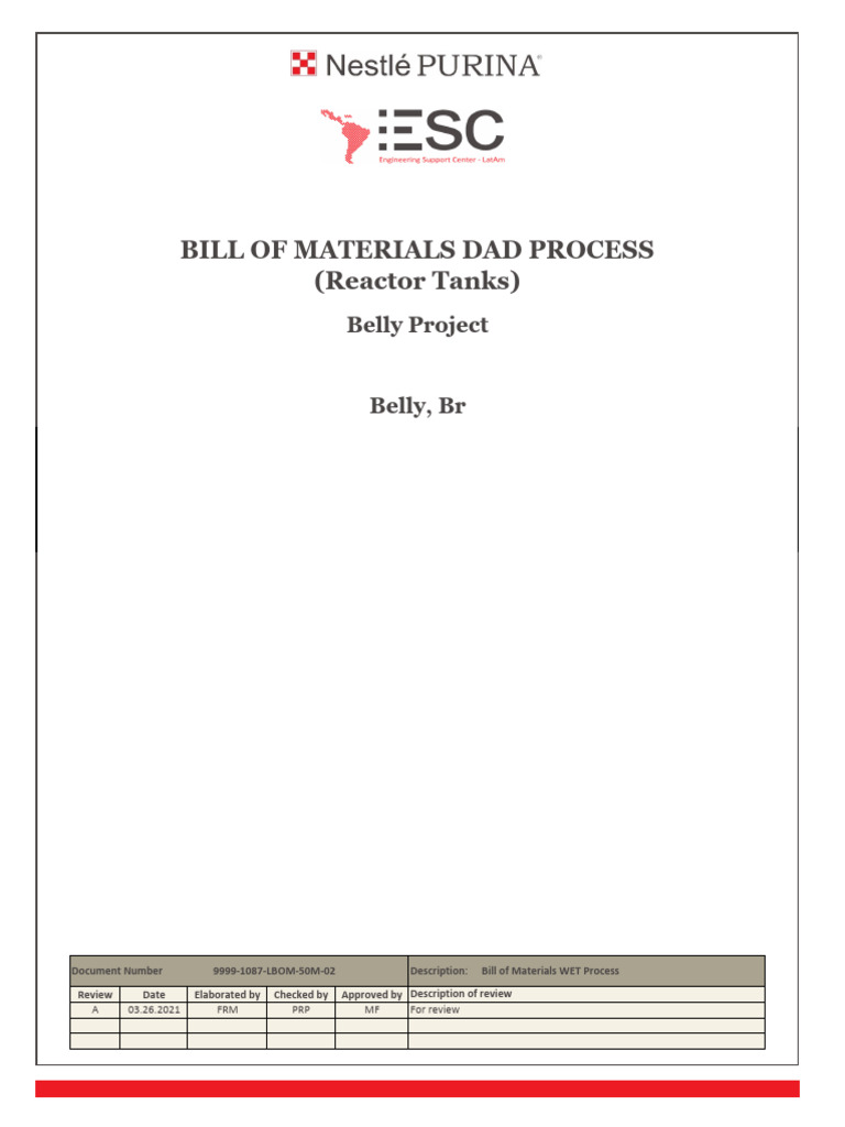 9999-1087-LBOM-50M-02 - A, Bill of Materials DAD Reactor Tanks | PDF ...