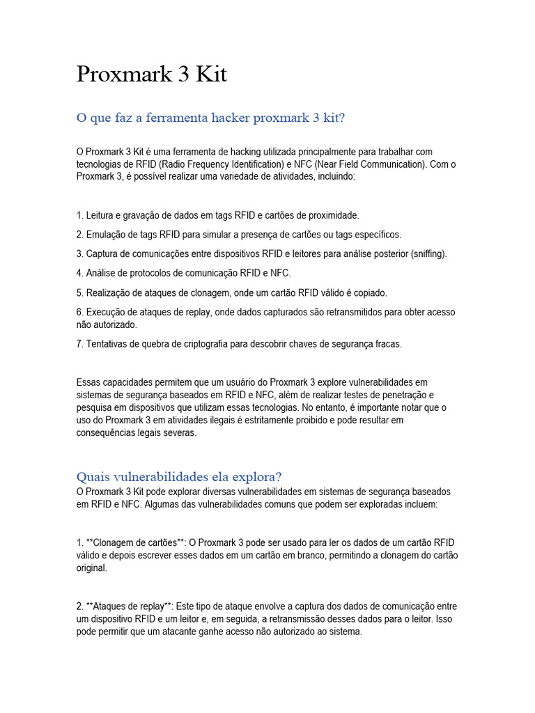 Proxmark 3 Kit | PDF | Identificação de radiofrequência | Criptografia