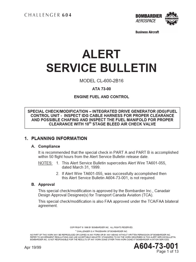 Alert Service Bulletin: MODEL CL-600-2B16 | PDF | Transport | Aviation