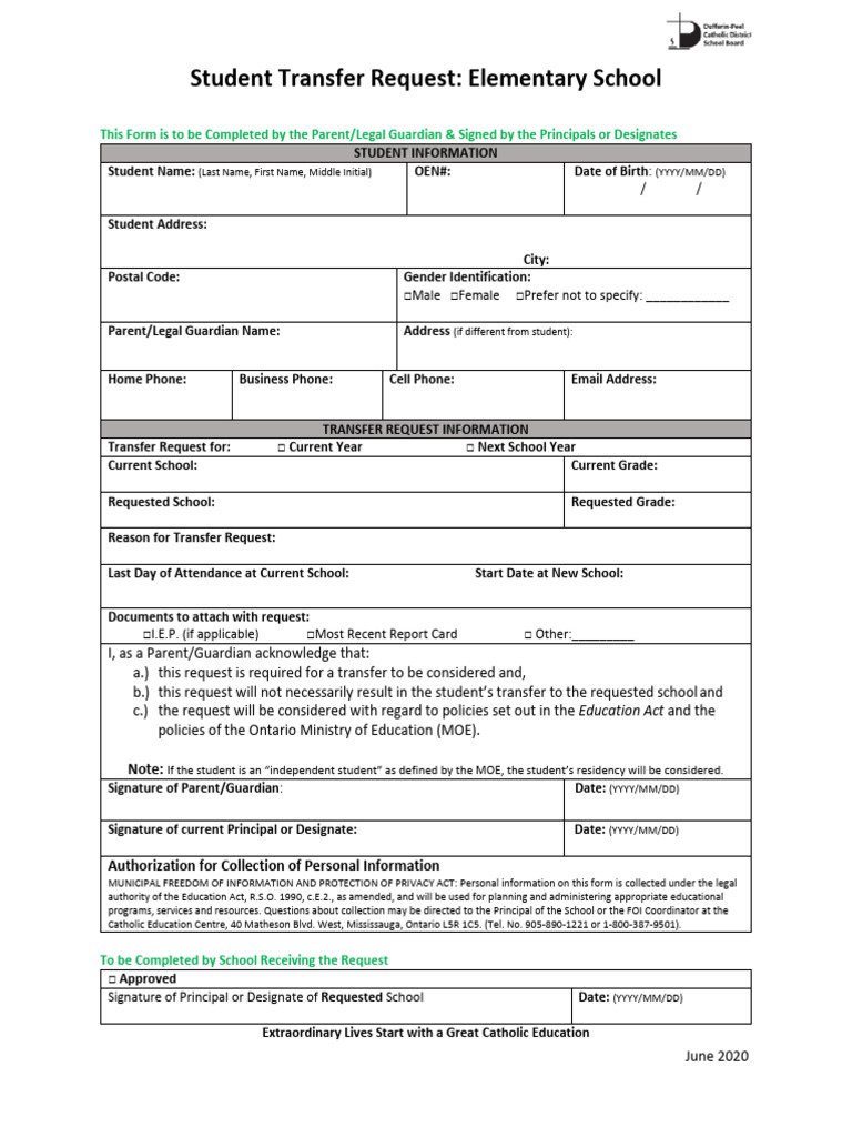 00 Elementary Student Transfer Request - Final REV 2 | PDF | Justice | Crime & Violence