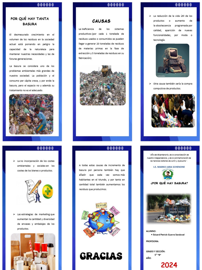 Tríptico sobre la Basura y sus Causas | PDF | Residuos | Economias
