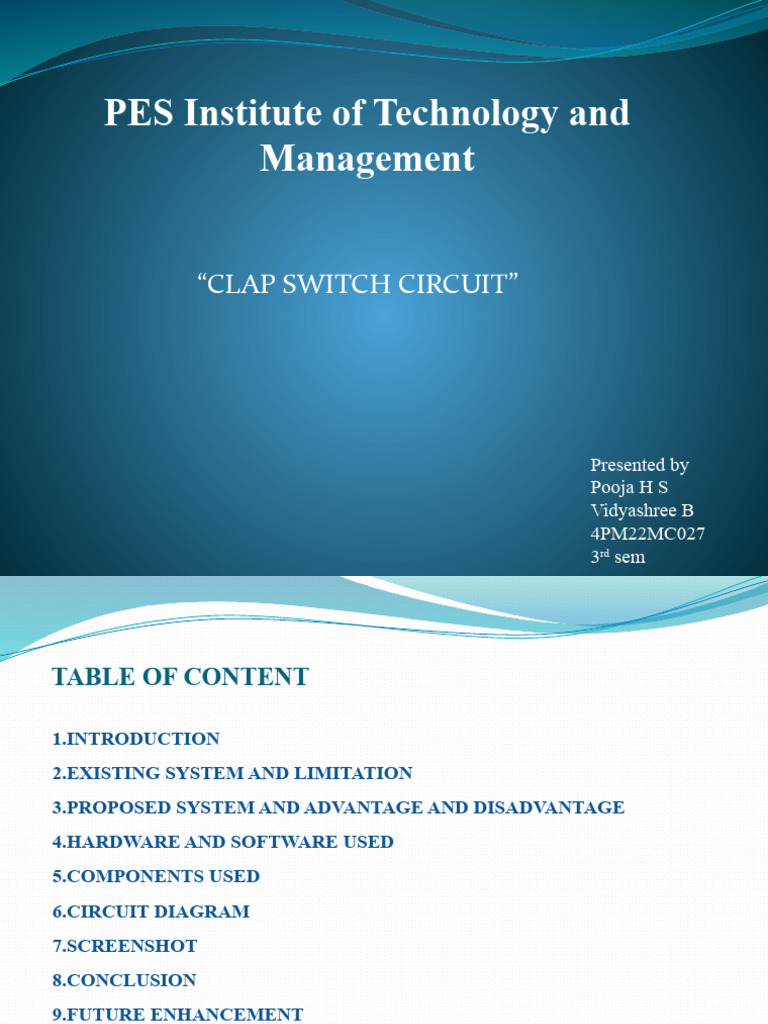 PES Institute of Technology and Management: "Clap Switch Circuit" | PDF ...