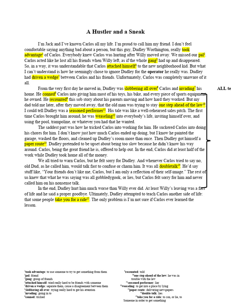 A Hustler and a Sneak | PDF