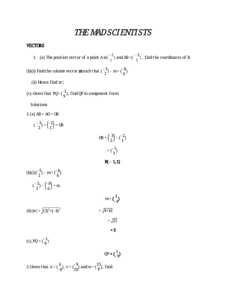 Maths Vectors by Richard | PDF
