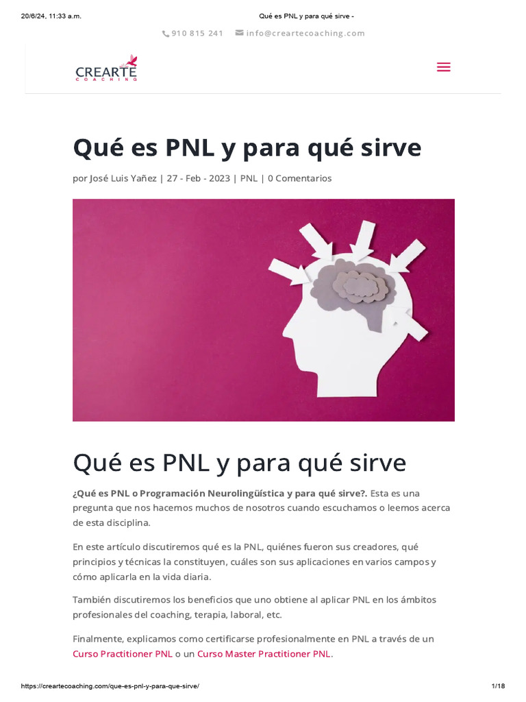 Qué es PNL y sus beneficios prácticos | PDF | Programación ...
