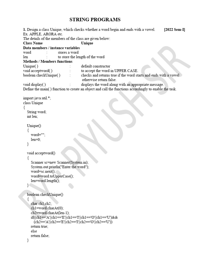 String Solved Pdf Method Computer Programming Constructor Object Oriented Programming