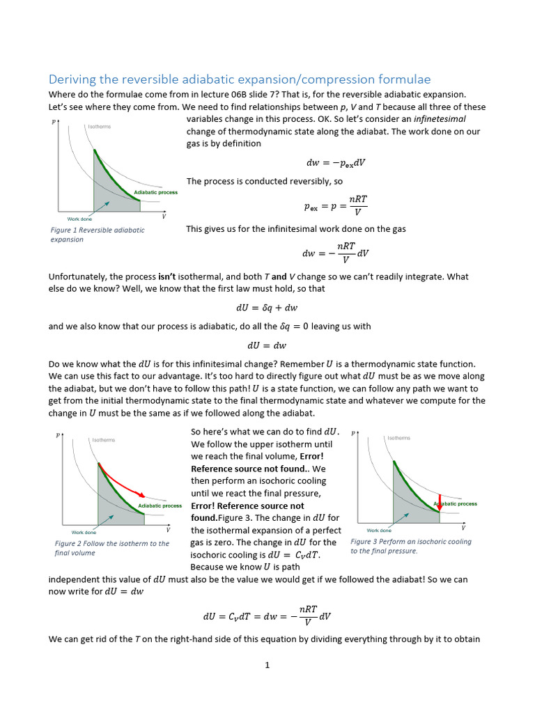 Derive Adiabatic Rev Formula | PDF | Quantity | Thermodynamics