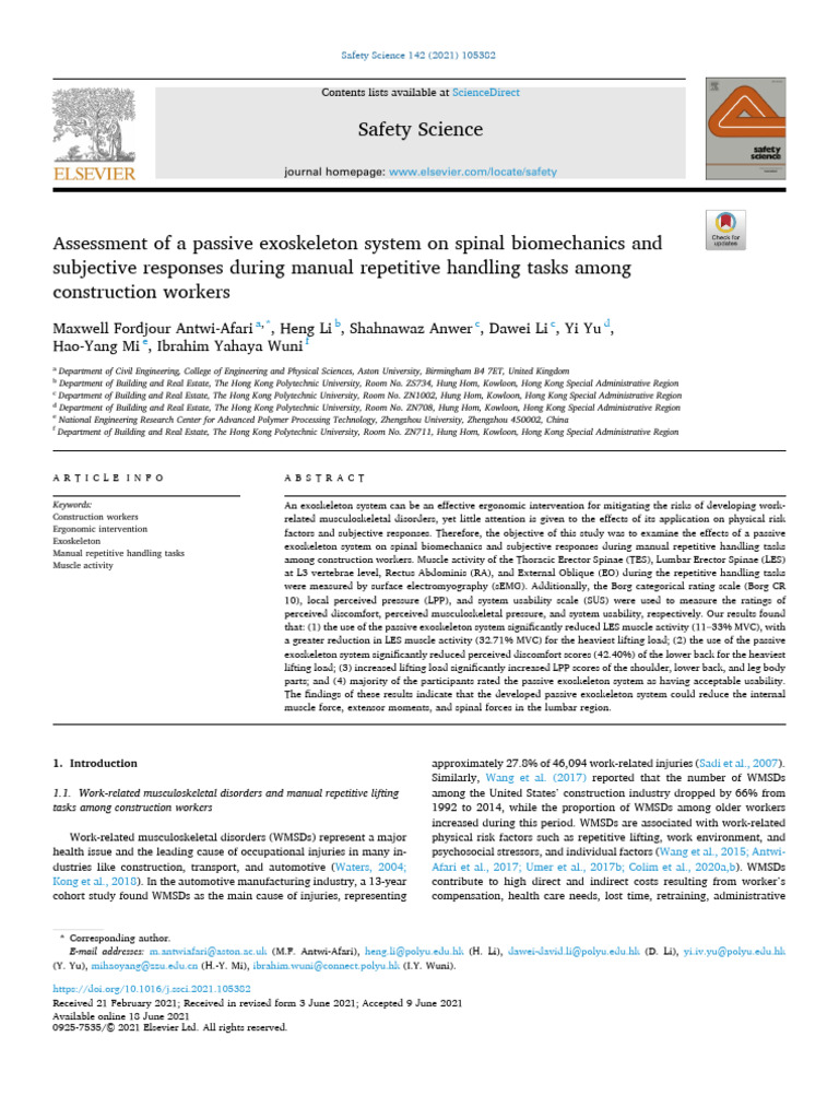 Science Direct | PDF | Electromyography | Human Factors And Ergonomics