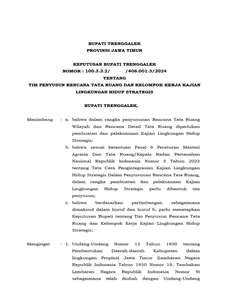 SK RTRW RDTR KLHS 2024 | PDF