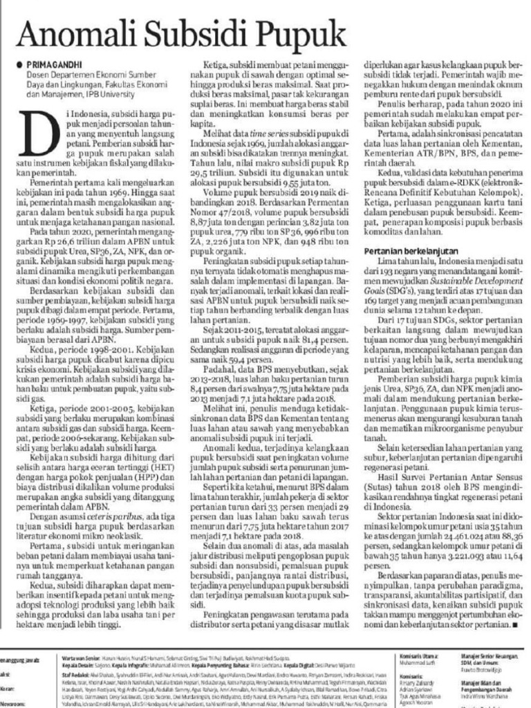 Subsidi Pupuk Vs Pertanian Berkelanjutan | PDF