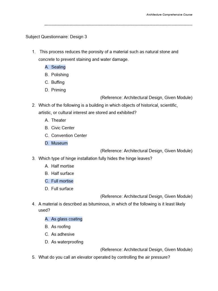design 3 reviewer | PDF | Wood | Elevator
