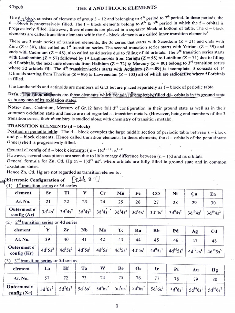 d & f block elements 2 | Download Free PDF | Transition Metals | Lanthanide