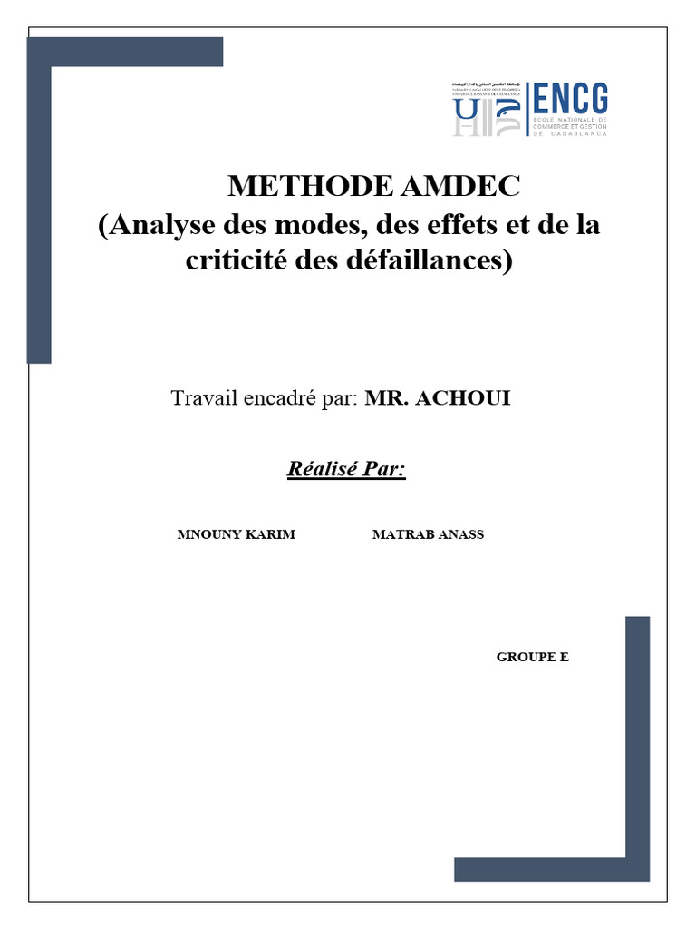 Méthode AMDEC : Analyse et Applications | PDF | Ingénierie des systèmes