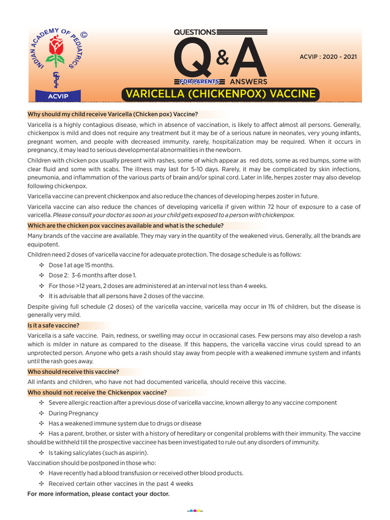 Varicella Chickenpox Vaccine | PDF | Epidemiology | Microbiology