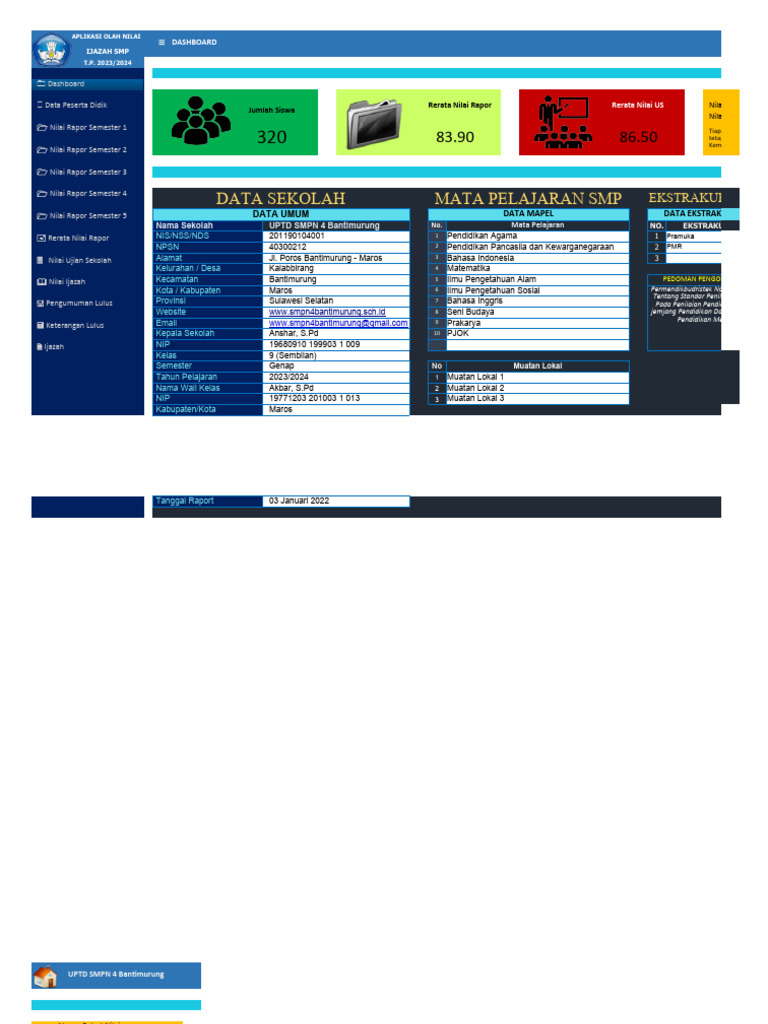 Aplikasi Skhu N SKL - SMP 2024 | PDF
