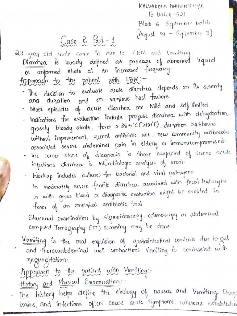 Case 2-Part 1-Kalvakota Maninithya | PDF | Digestive System | Medicine