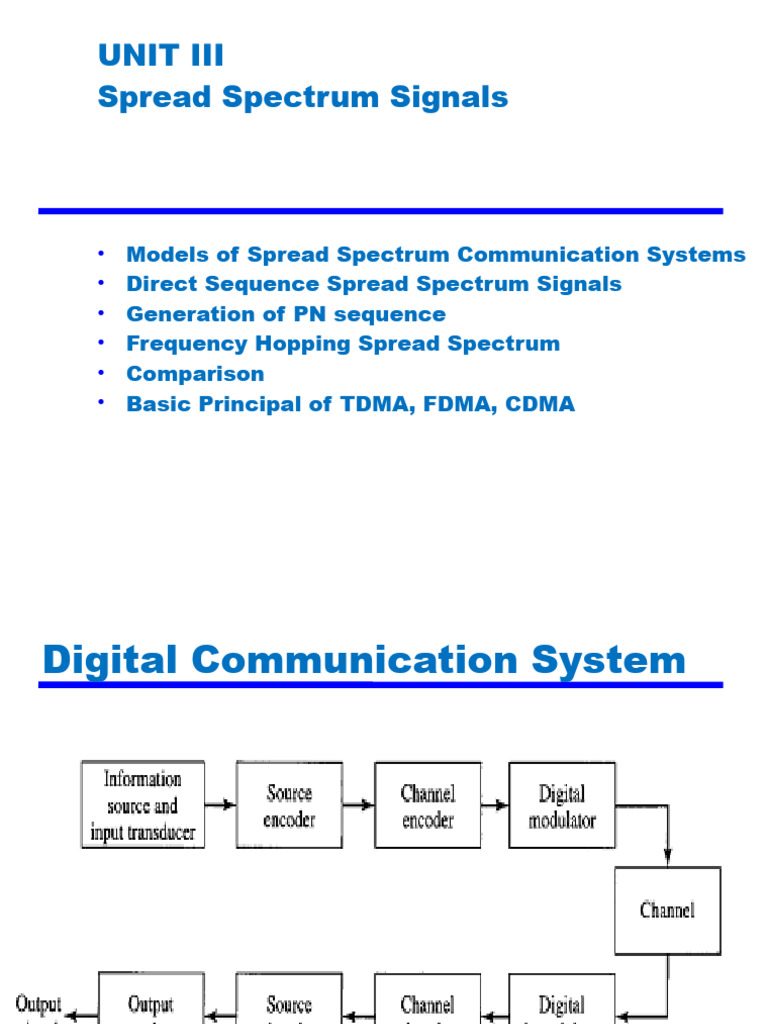 8IT01 UNIT III Spread Spectrum Signals | Download Free PDF | Spectral Density | Channel Access ...