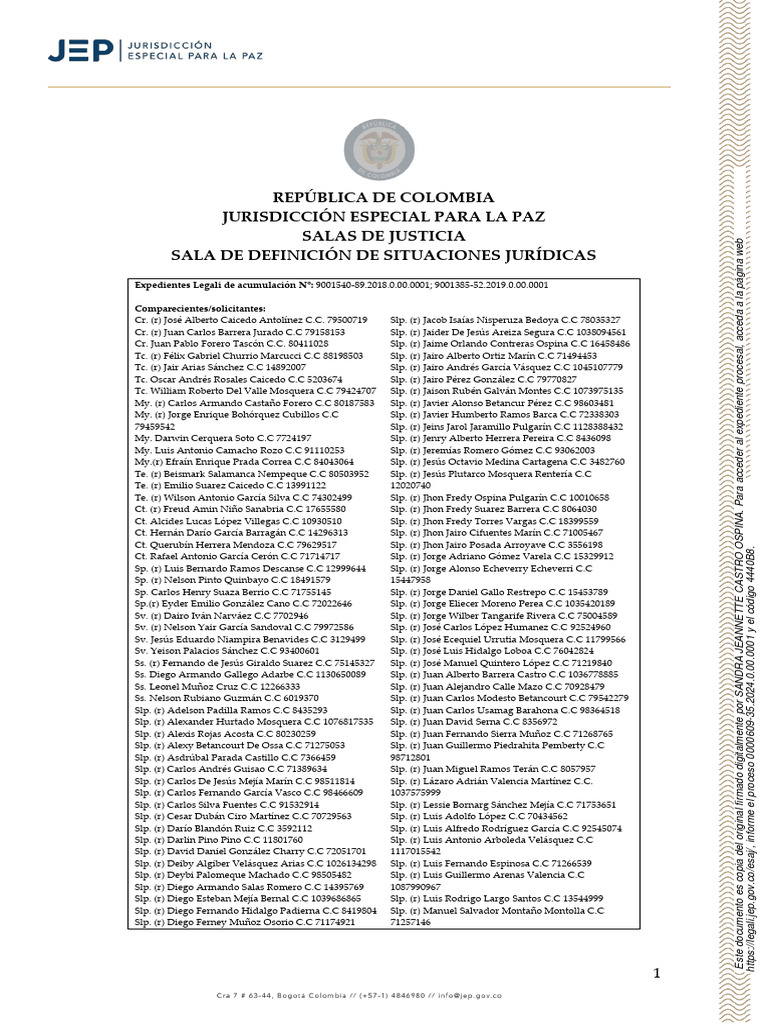 Acumulación de Expedientes Legali JEP | PDF | Relaciones ...