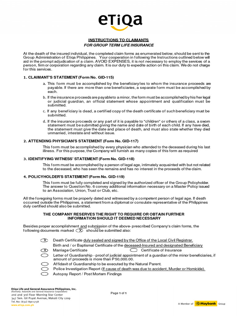 Group Term Life Insurance Claim Guide | PDF | Insurance | Justice