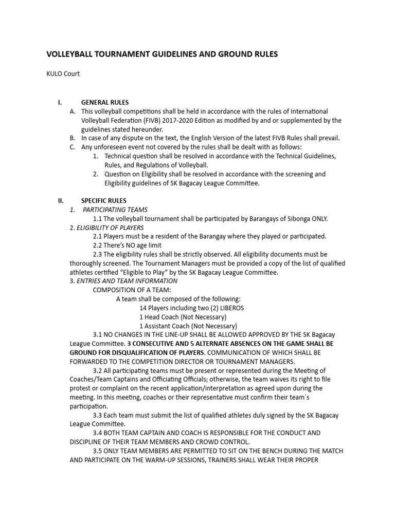 Inter Brgy VB Ground Rules | PDF | Volleyball | Sports