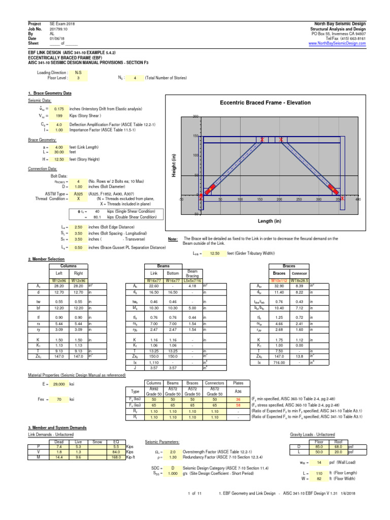 EBF Link Design for Seismic Analysis | PDF | Buckling | Screw