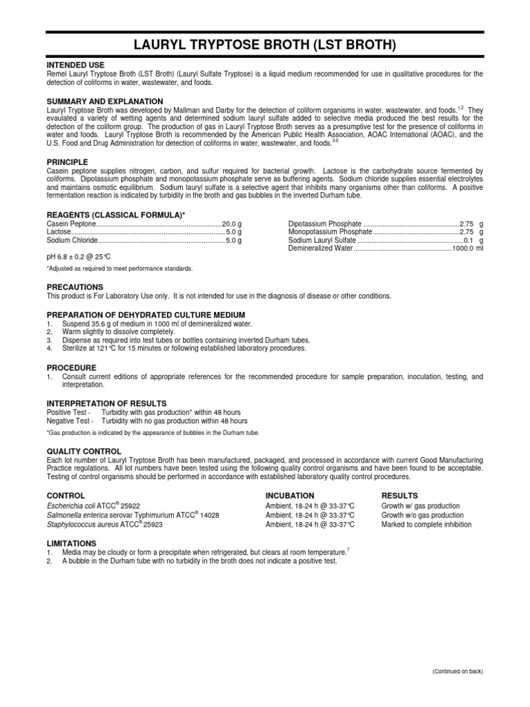 LST Broth | PDF | Sodium | Water