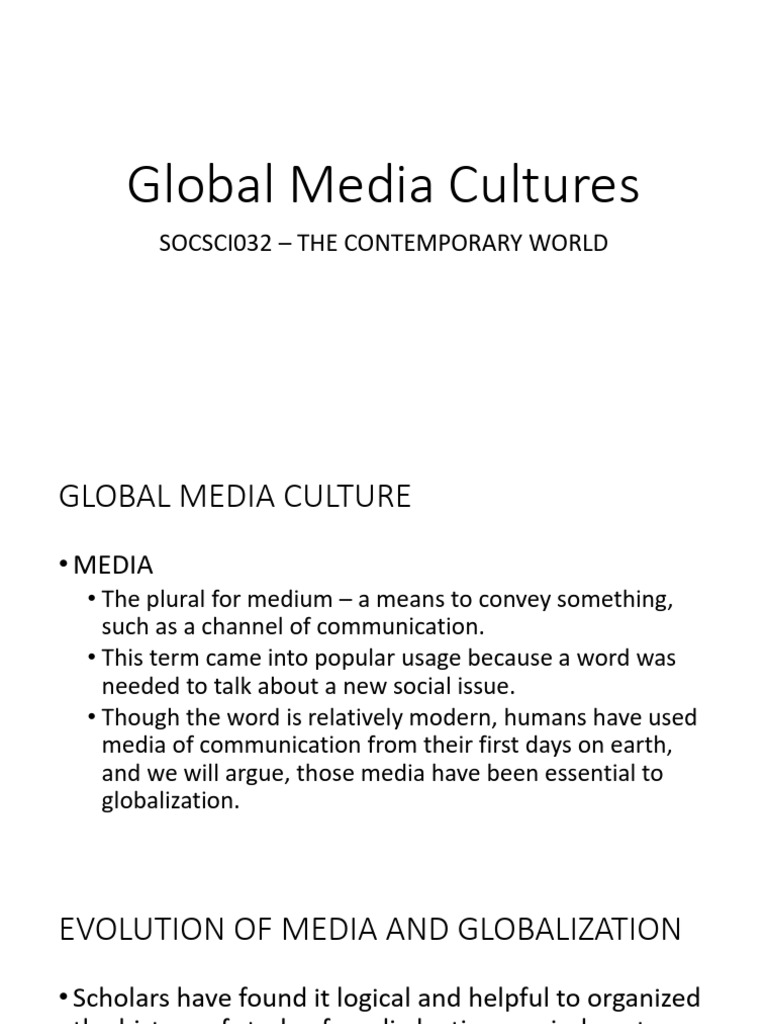 Global Media Cultures-1 | PDF | Globalization | Mass Media