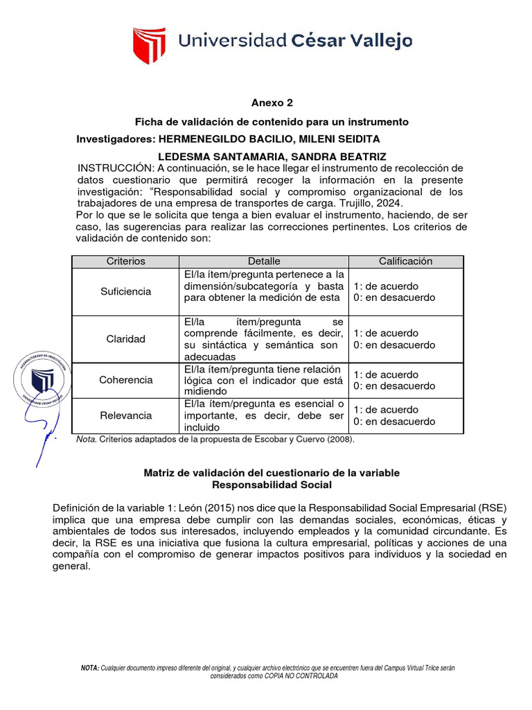 Instrumento de Validez y Confiabilidad | PDF | Business ...