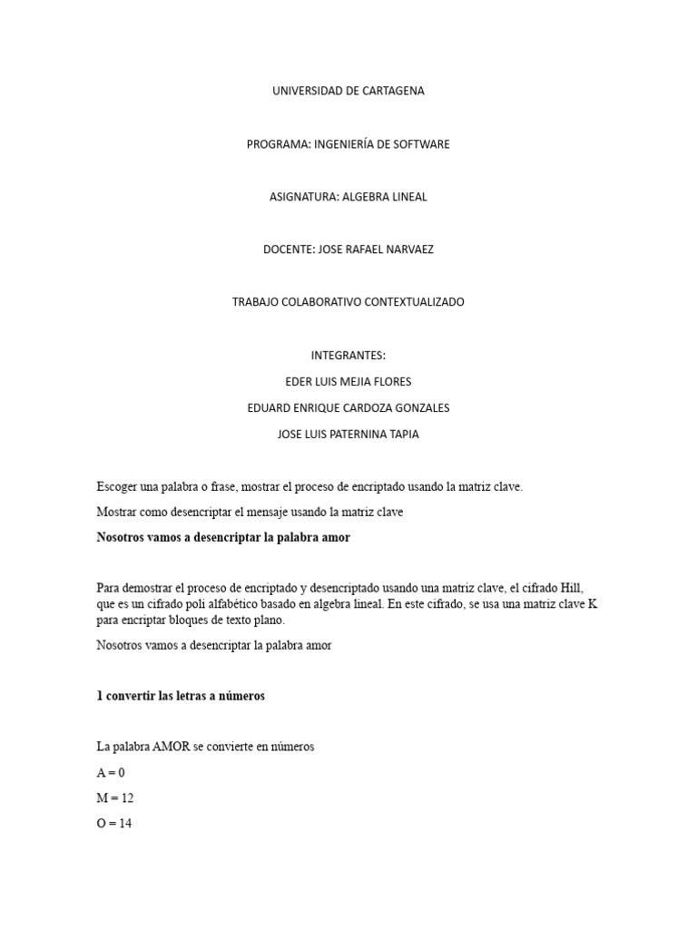 TCC Algebra Lineal | PDF | Teoría de la matriz | Matemáticas