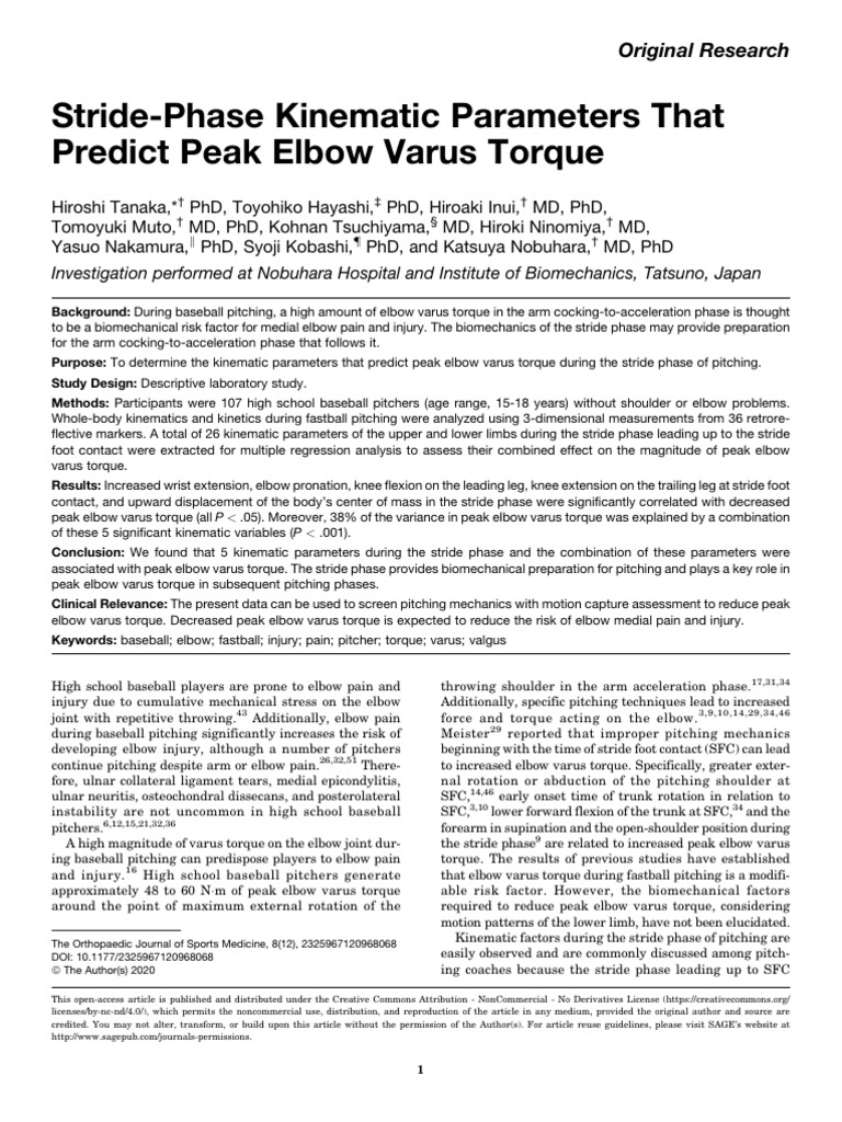 Stride-Phase Kinematic Parameters That Predict Pea | PDF | Anatomical Terms Of Motion ...